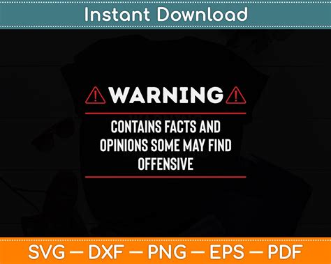 Warning Contains Facts May Find Offensive Svg Cutting File Artprintfile