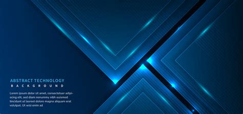 파란색 삼각형은 텍스트 공간을 가진 어두운 파란색 배경에 파란색 광 효과와 기하학적 레이어 삼각형에 대한 스톡 벡터 아트 및