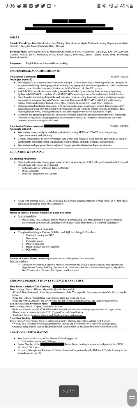 Data Analyst Scientist Resume Tips Please R Resume