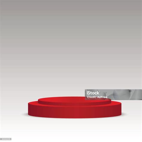 연단은 빨간색 주 춧 대입니다 장면입니다 벡터 일러스트 레이 션 3d 3차원 형태에 대한 스톡 벡터 아트 및 기타 이미지 3차원 형태 Exhibition Match