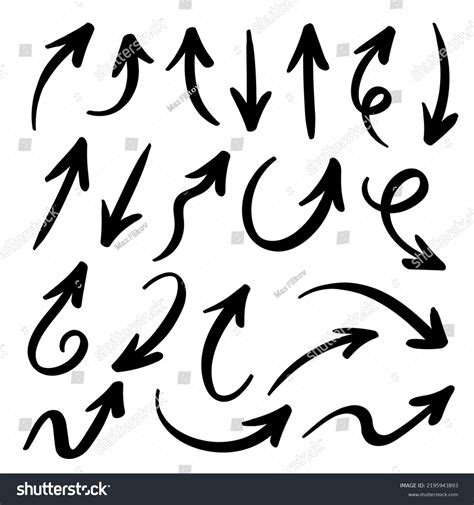 Hand Drawn Curved Arrows Collection Vector Stock Vector Royalty Free Shutterstock