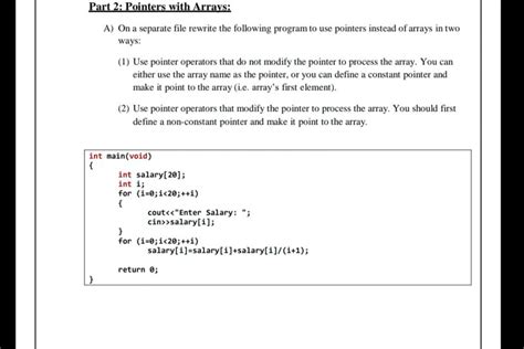 Video Solution Part 2 Pointers With Arrays A On A Separate File