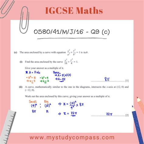 Cie Igcse Maths 058041mj16 Solved Past Paper Question 9c