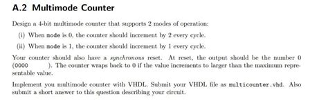 Solved A2 Multimode Counter Design A 4 Bit Multimode