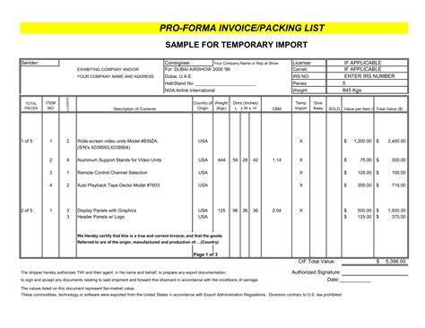 Proforma Invoice Excel Templates