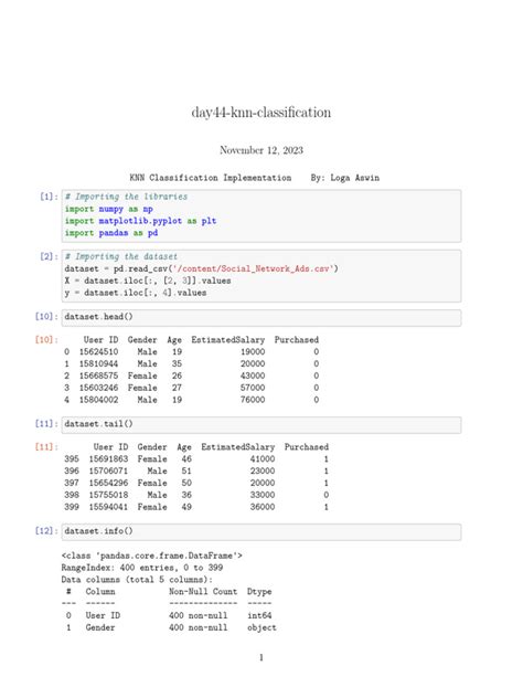 day44 knn classification pdf data analysis artificial intelligence