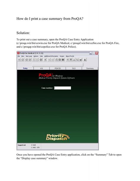 How Do I Print A Case Summary From Proqa Priority Dispatch