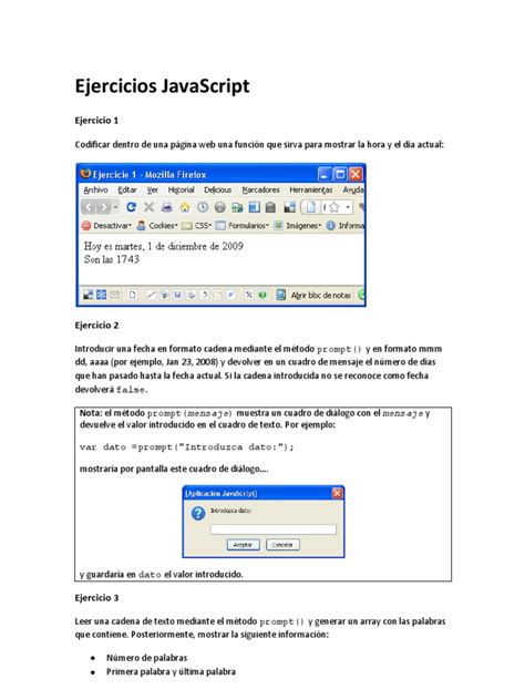 Ejercicios Javascript Pdf Script Java Html