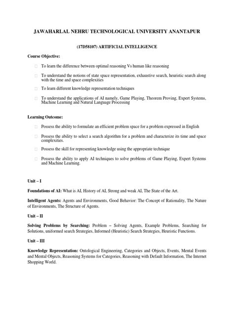 Ai Syllabus Pdf Artificial Intelligence Intelligence Ai And Semantics