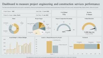 Dashboard To Measure Project Engineering And Construction Services Performance PPT Presentation