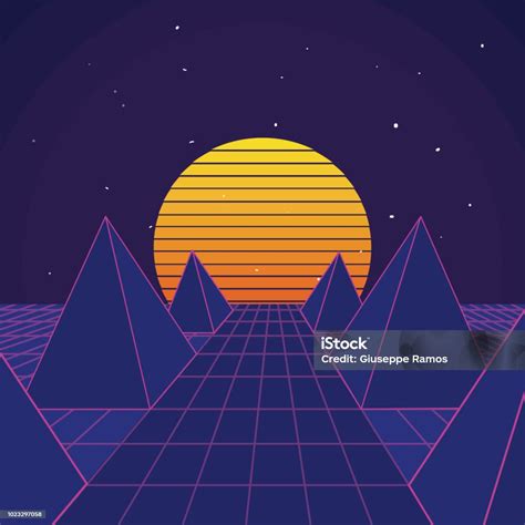 레트로 Sci Fi 배경 풍경 0명에 대한 스톡 벡터 아트 및 기타 이미지 0명 고속도로 기하 도형 Istock