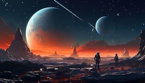 Premium Ai Image Illustration Of Astronauts In Space Suits Exploring