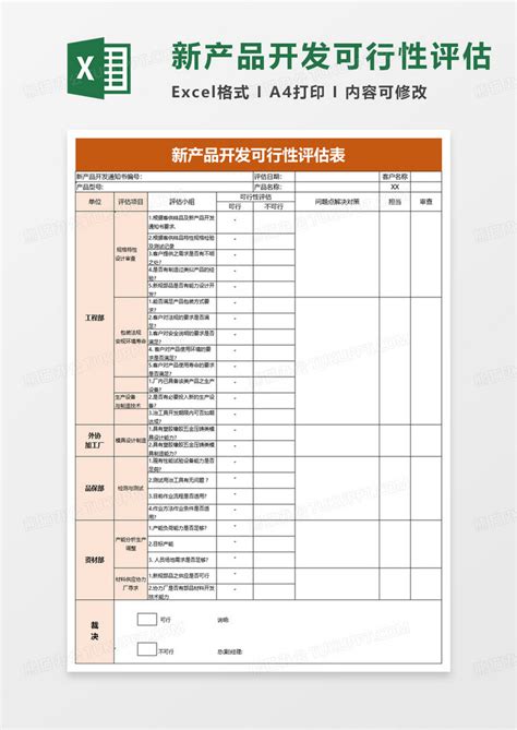 新产品开发可行性评估表Excel模板下载 熊猫办公