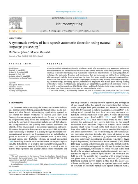 Pdf A Systematic Review Of Hate Speech Automatic Detection Using