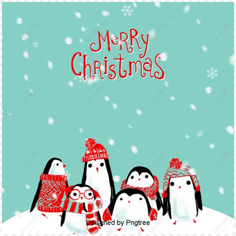 펭귄 일러스트 블루 크리스마스 배경선물상징감기 Png 일러스트 무료 다운로드 Lovepik