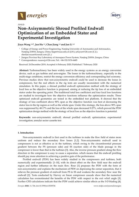 Pdf Non Axisymmetric Shroud Profiled Endwall Optimization Of An