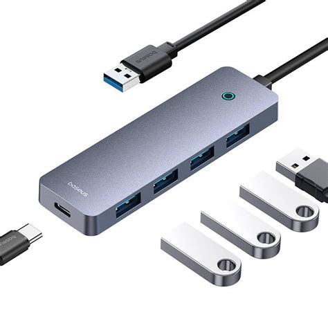 Хаб концентратор Baseus Ultrajoy Series 4 Port Hub Lite 50см Серый космос Usb A Usb3 0 4 Type