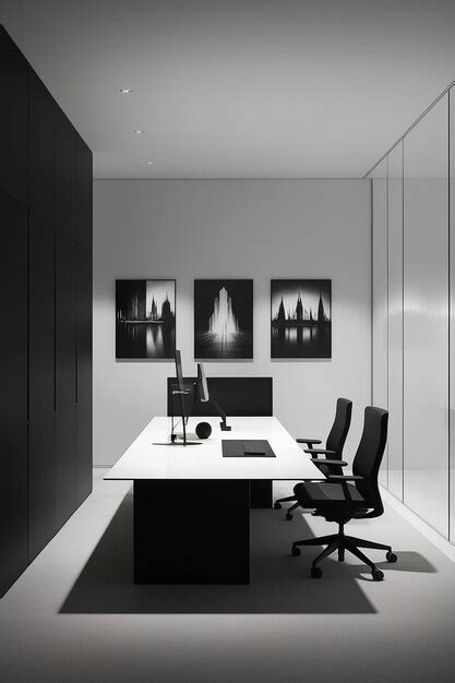 Minimalist Modern Workspace Interior Premium Ai Generated Image