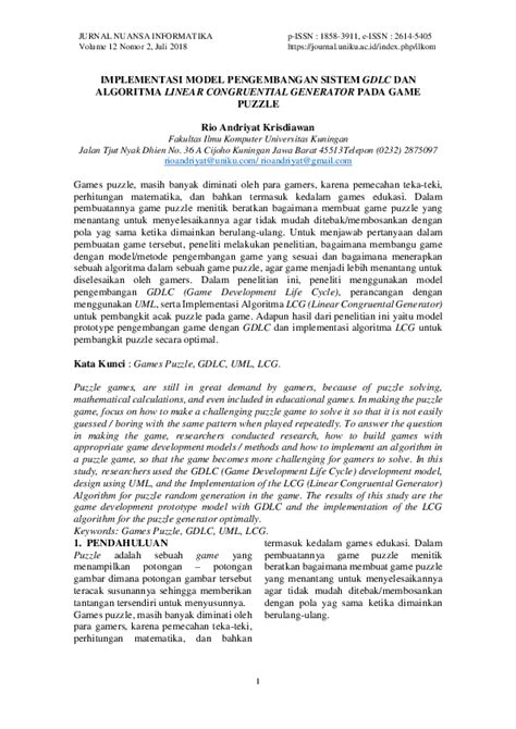 Pdf Implementasi Model Pengembangan Sistem Gdlc Dan Algoritma Linear