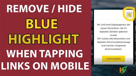 How To Remove Blue Highlight When Tapping Links In Mobile In Website Youtube