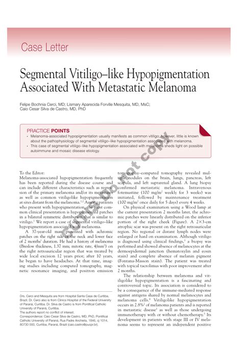 Pdf Segmental Vitiligolike Hypopigmentation Associated With