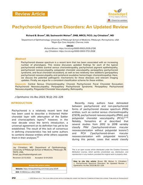 Pdf Pachychoroid Spectrum Disorders An Updated Review