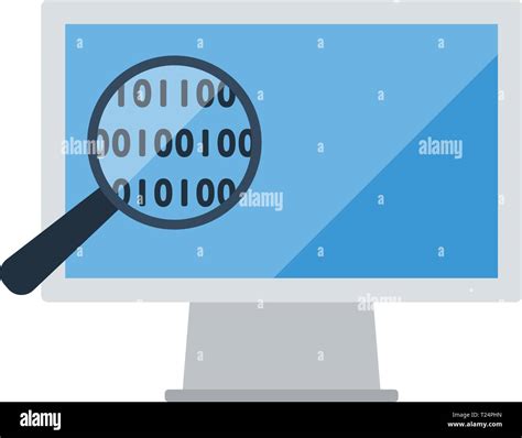 Data Analysing Icon Magnifying Glass With Binary Code In Front Of