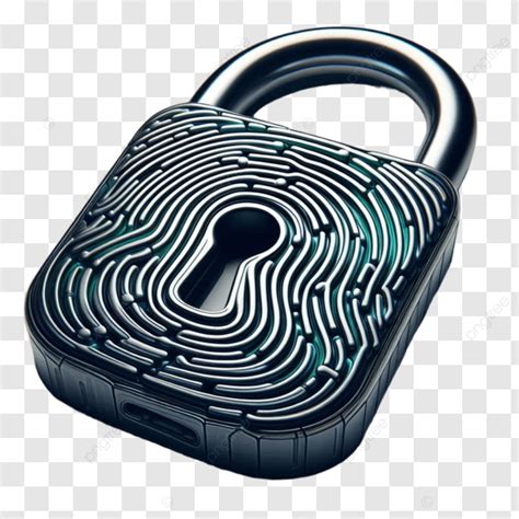 Biometric Data Fingerprint On Lock Padlock Black Background Biometric Data Fingerprint On Lock