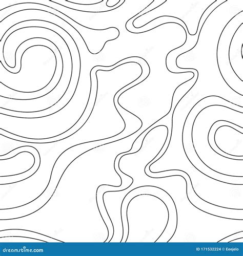 Vector Seamless Texture Of Smooth Streamlined Shapes On A White Background In Linear Style