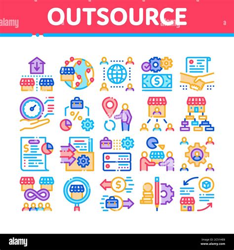 Outsource Management Collection Icons Set Vector Stock Vector Image And Art Alamy
