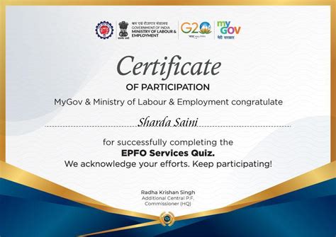 Free Quiz With E Certificate On Epfo Services
