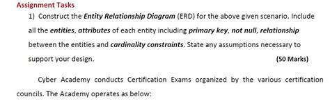 Solved Assignment Tasks 1 Construct The Entity Relationship