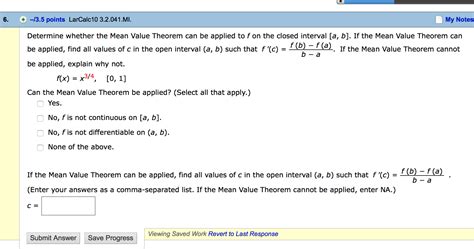 Solved Determine Whether The Mean Value Theorem Can Be
