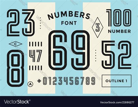 numbers font sport font with and numeric vector image