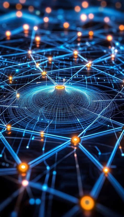 Abstract Technology Background With Fiber Optic Connections Futuristic Data Network Stock