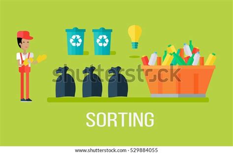 Garbage Sorting Concept Man Sorting Garbage Stock Vector Royalty Free 529884055 Shutterstock
