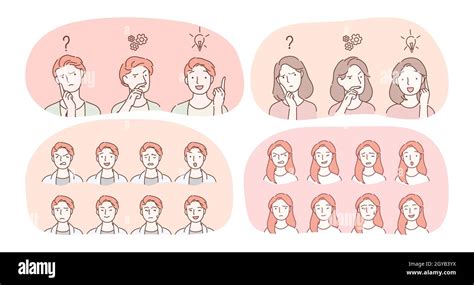 Emotions Facial Expression Variety Concept Male And Female Face With