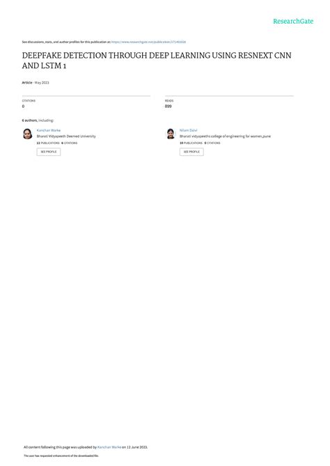 Deepfake Detection Through Deep Learning Using Resnext Cnn And