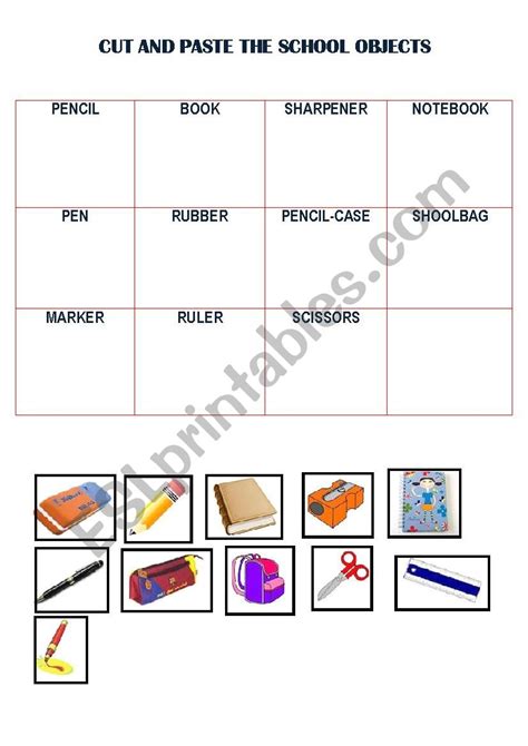 Babe Objects Cut And Paste ESL Worksheet By Ladyannita83