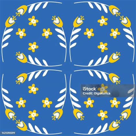 Azulejo 스페인어 포르투갈 스타일 세라믹 타일에 대한 대조 꽃 패턴 디자인을위한 벡터 일러스트레이션 대칭 만다라 인쇄 0명에 대한 스톡 벡터 아트 및 기타 이미지