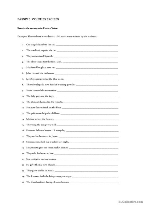 Passive Voice Exercise Simple Prese Deutsch DAF Arbeitsblätter pdf doc