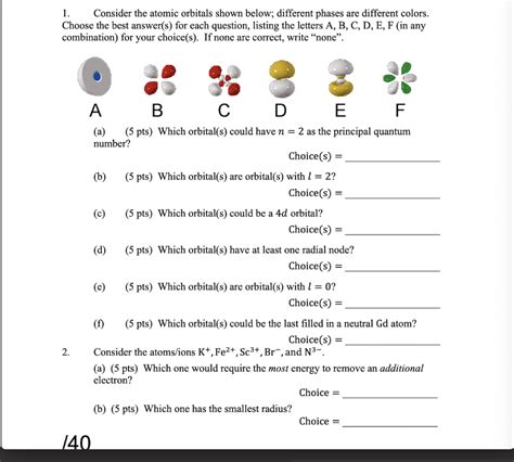 Solved 1 Consider The Atomic Orbitals Shown Below
