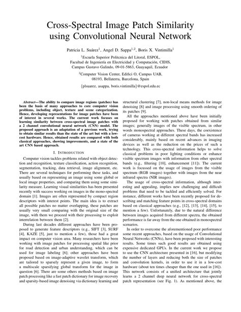 Pdf Cross Spectral Image Patch Similarity Using Convolutional Neural Network