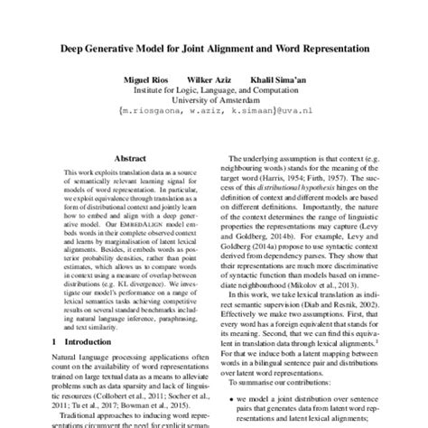 Deep Generative Model For Joint Alignment And Word Representation Acl