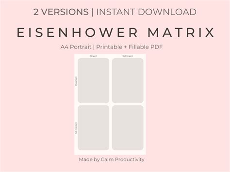 Eisenhower Matrix Decision Matrix Urgency Matrix Printable Goal Planner