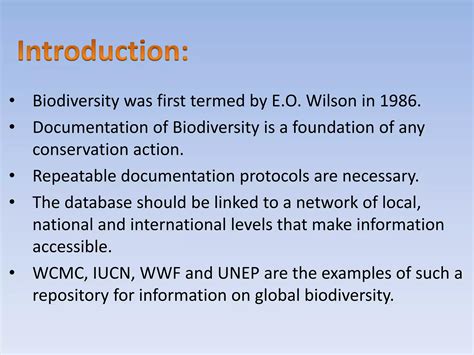 Documentation Of Biodiversity Pptx Biological Sciences Science