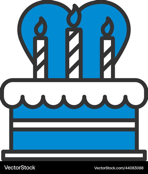 Cacke With Candles And Heart Icon Royalty Free Vector Image