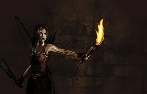 Wallpaper Girl Torch Tomb Raider Cave Lara Croft For Mobile And Desktop Section игры