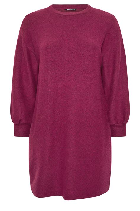 Yours Plus Size Dark Pink Soft Touch Jumper Dress Yours Clothing