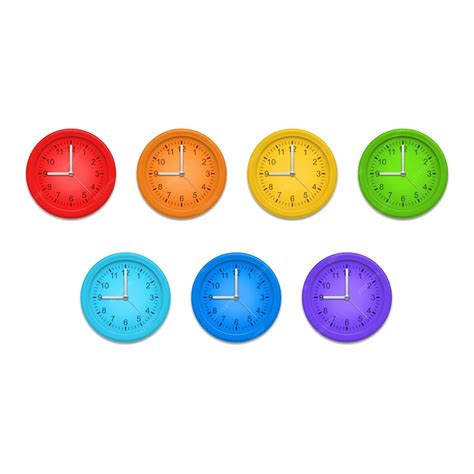 Premium Vector Realistic Detailed 3d Classic Clocks Wall Color Set Vector